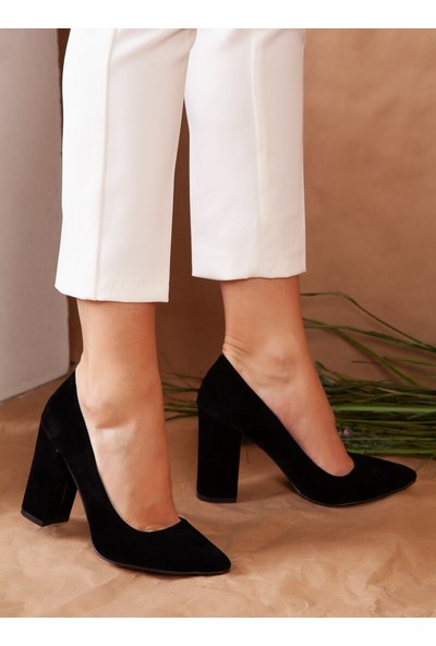 Ayakkabı Havuzu Topuklu Ayakkabı Siyah Süet