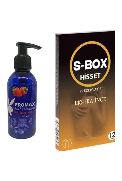 Eromax Çilek Aromalı Yenilebilir Masaj Yağı Kayganlaştırıcı Yağ + Ekstra İnce Prezervatif Eromax Çilek Aromalı Yenilebilir Masaj Yağı Kayganlaştırıcı Yağ + Ekstra İnce Prezervatif