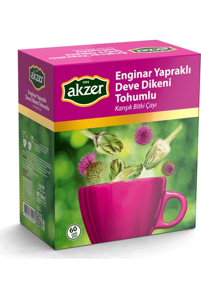 Akzer Enginar Yapraklı Deve Dikeni Tohumu Çay 60 Poset