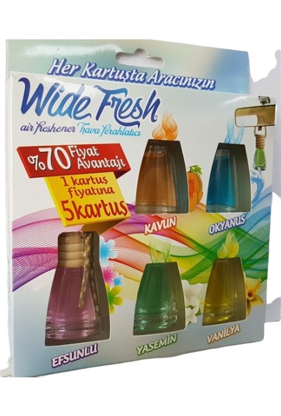 Mega Hırdavat Wide Fresh 5'Li Oto Koku Seti