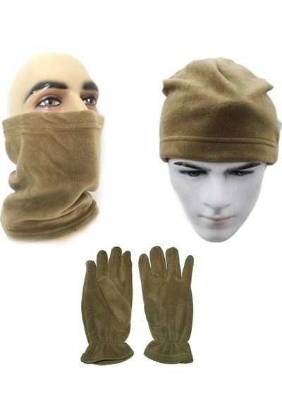Polar Bere Boyunluk Eldiven 3'lü Seti Askeri Kum
