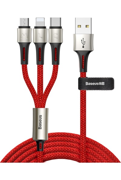 Baseus Caring Touch Serisi 3in1 Çoklu Data ve Şarj Kablosu  - Kırmızı Baseus Caring Touch Serisi 3in1 Çoklu Data ve Şarj Kablosu  - Kırmızı