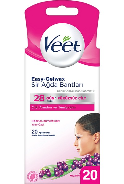Veet Sir Ağda Bandı Yüz Bölgesi Normal Ciltler 20'li Veet Sir Ağda Bandı Yüz Bölgesi Normal Ciltler 20'li