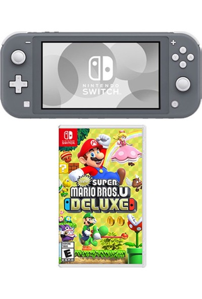 Nintendo Switch Lite Konsol Gri + New Super Mario Bros. U Deluxe Oyun Nintendo Switch Lite Konsol Gri + New Super Mario Bros. U Deluxe Oyun