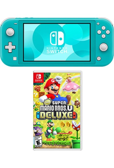 Nintendo Switch Lite Konsol Turkuaz + New Super Mario Bros. U Deluxe Oyun Nintendo Switch Lite Konsol Turkuaz + New Super Mario Bros. U Deluxe Oyun