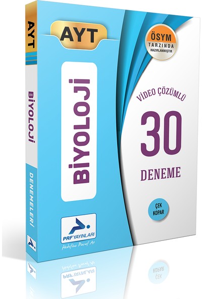 Paraf Yayınları AYT Biyoloji Video Çözümlü 30 Deneme