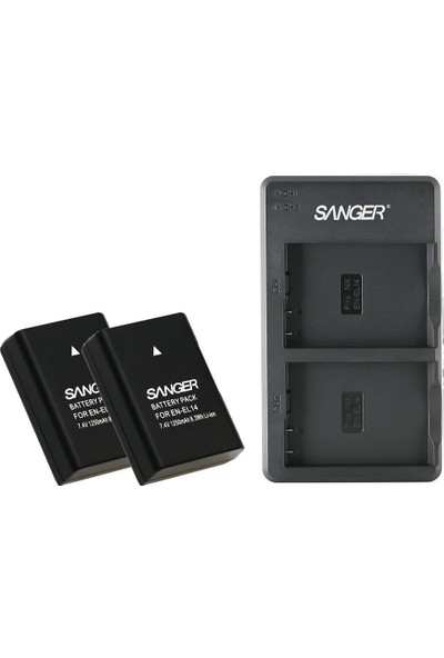 Sanger Nikon EN-EL14 İkili USB Şarj Cihazı ve Batarya Seti Sanger Nikon EN-EL14 İkili USB Şarj Cihazı ve Batarya Seti