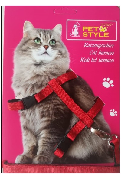 Petstyle Kedi Göğüs Bel Tasması Kırmızı Petstyle Kedi Göğüs Bel Tasması Kırmızı