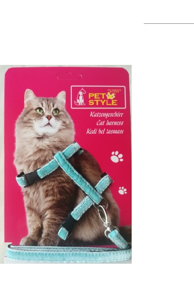 Petstyle Kedi Göğüs Bel Tasması Kadife Turkuaz Petstyle Kedi Göğüs Bel Tasması Kadife Turkuaz