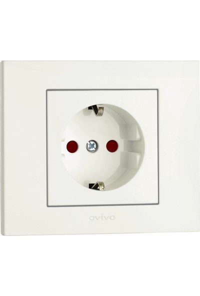 Ovivo Grano Beyaz ÇK Topraklı Priz Çerçeveli