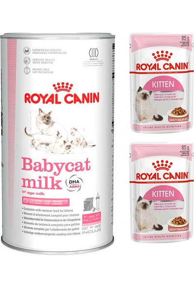 Royal Canin Babycat Milk Yavru Kedi Süt Tozu 300 gr + Royal Canin Kitten Yavru Yaş Kedi Maması 2 Adet Royal Canin Babycat Milk Yavru Kedi Süt Tozu 300 gr + Royal Canin Kitten Yavru Yaş Kedi Maması 2 Adet