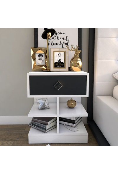 Tocco 1003 Asya Tek Çekmeceli Raflı Komidin Antrasit Tocco 1003 Asya Tek Çekmeceli Raflı Komidin Antrasit