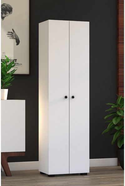 Tocco 1001 Ela 2 Kapaklı 8 Raflı Çok Amaçlı Dolap-BEYAZ