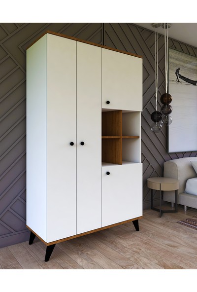 Tocco 1016 Sıla 4 Kapaklı Askılıklı Raflı Gardırop