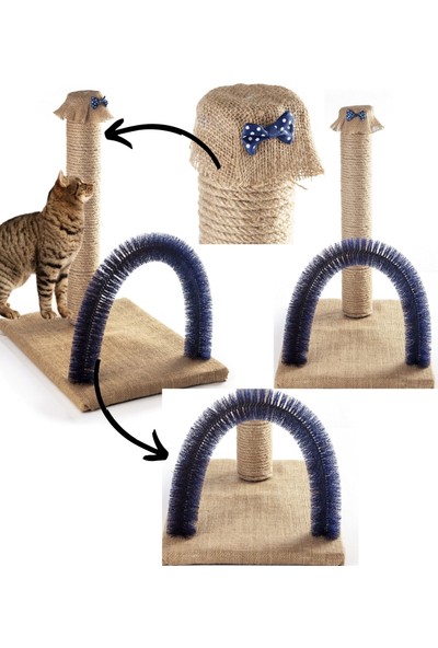 By Pet Laciveret Papyonlu Kedi Kaşıma ve Tırmalama Tahtası