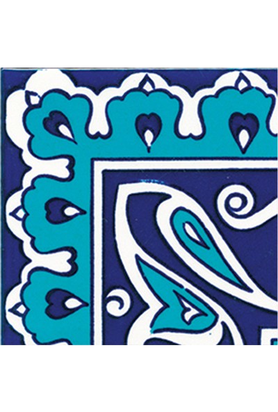 Armada Çini 10 x 10 cm Ksk-19 Iznik Rumi Desenli Seramik Çini Bordür Köşesi