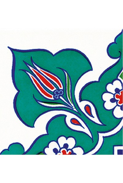 Armada Çini 10 x 10 cm Ksk-22 Taç Desenli Iznik Seramik Çini Bordür Köşesi