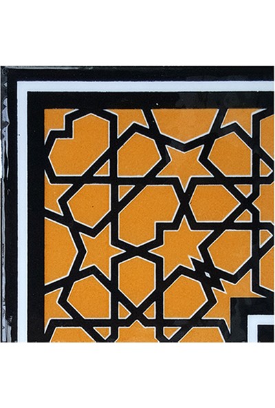 Armada Çini 10 x 10 cm Ksk-72 Türkmen Yıldızı Çini Karo Seramik Desenli Bordür Köşesi
