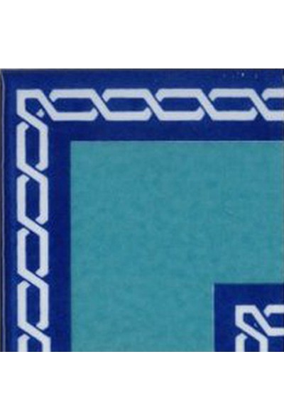 Armada Çini 10 x 10 cm Ksk-60 Zincir Desenli Yeni Modern Çini Seramik Bordür Köşesi