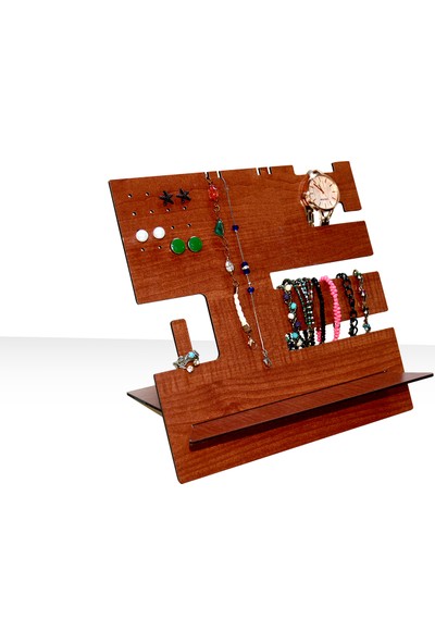 Kara Koç Ahşap Takı Standı Takı Düzenleyici Organizer Kahverengi