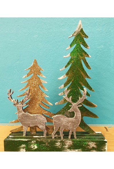 Markakanvas Dekoratif YeniYıl Yılbaşı Çam ağacı Geyik Süsü