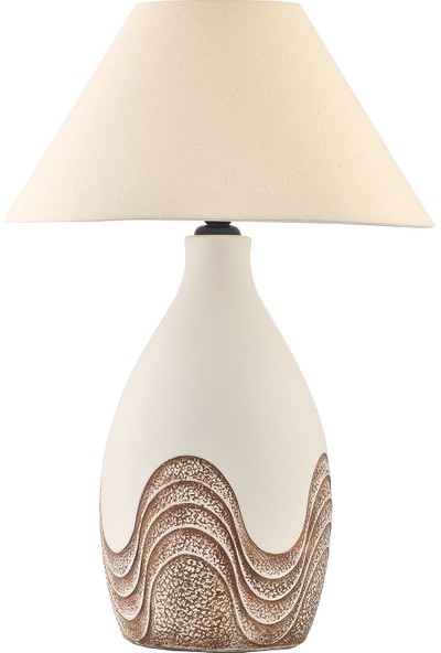 Yalılı Seramik Dalgalı Seramik Krem Abajur