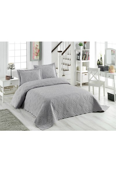 Örtüm Ivy Gri Çift Kişilik Microfiber Kapitone Yatak Örtüsü