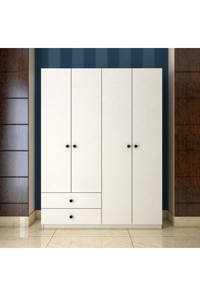 Tocco 1005 Nova 4 Kapaklı 2 Çekmeceli Askılıklı Gardırop-BEYAZ Tocco 1005 Nova 4 Kapaklı 2 Çekmeceli Askılıklı Gardırop-BEYAZ
