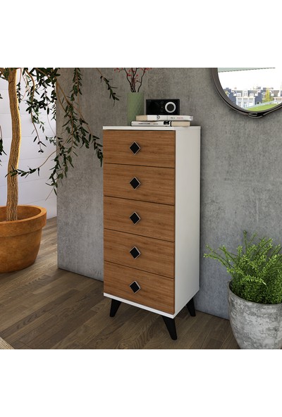 Tocco 1020 Meyra 5 Çekmeceli Komidin - Şifonyer Meşe