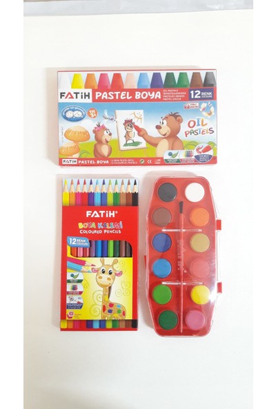 Fatih 12'li Kuru Boya- Sulu Boya- Pastel Boya Fatih 12'li Kuru Boya- Sulu Boya- Pastel Boya
