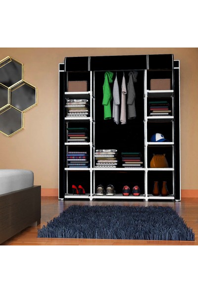 Mavi Pazar Türkiyenin En Kaliteli Çift Yandan Raflı Bez Dolabı Siyah Renk Mavi Pazar Türkiyenin En Kaliteli Çift Yandan Raflı Bez Dolabı Siyah Renk