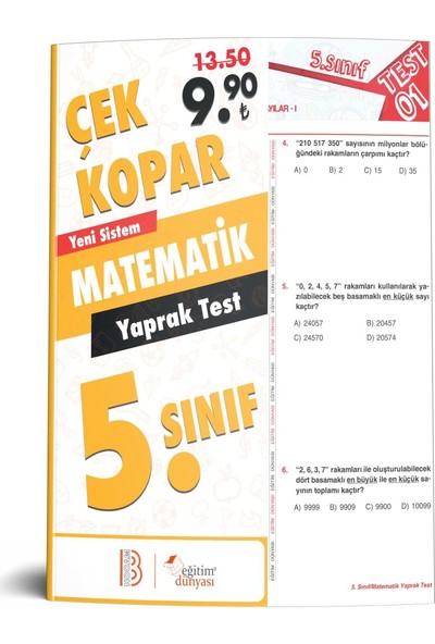 Eğitim Dünyası & Benim Hocam Yayınları - 5. Sınıf Matematik Çek Kopar Yaprak Test Eğitim Dünyası & Benim Hocam Yayınları - 5. Sınıf Matematik Çek Kopar Yaprak Test