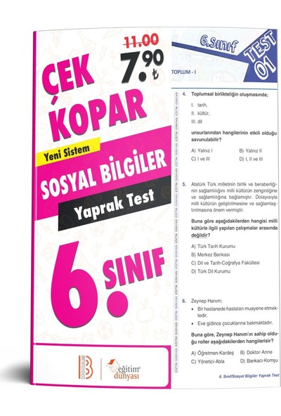 Eğitim Dünyası & Benim Hocam Yayınları - 6. Sınıf Sosyal Bilgiler Çek Kopar Yaprak Test Eğitim Dünyası & Benim Hocam Yayınları - 6. Sınıf Sosyal Bilgiler Çek Kopar Yaprak Test