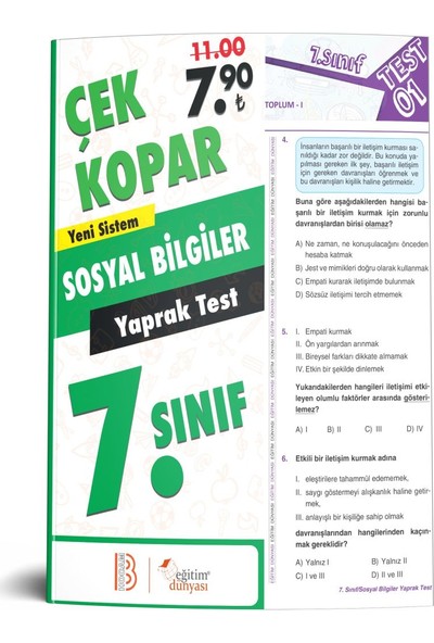 Eğitim Dünyası & Benim Hocam Yayınları - 7. Sınıf Sosyal Bilgiler Çek Kopar Yaprak Test Eğitim Dünyası & Benim Hocam Yayınları - 7. Sınıf Sosyal Bilgiler Çek Kopar Yaprak Test