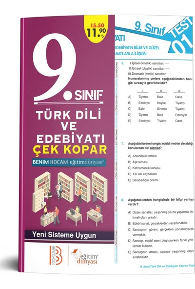 Eğitim Dünyası & Benim Hocam Yayınları - 9. Sınıf Türk Dili ve Edebiyatı Çek Kopar Yaprak Test Eğitim Dünyası & Benim Hocam Yayınları - 9. Sınıf Türk Dili ve Edebiyatı Çek Kopar Yaprak Test