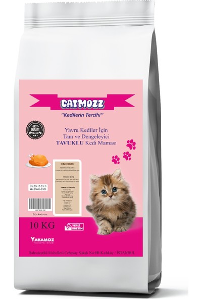 Cat Mozz Tavuklu Kitten Yavru Kedi Maması 10 kg Cat Mozz Tavuklu Kitten Yavru Kedi Maması 10 kg