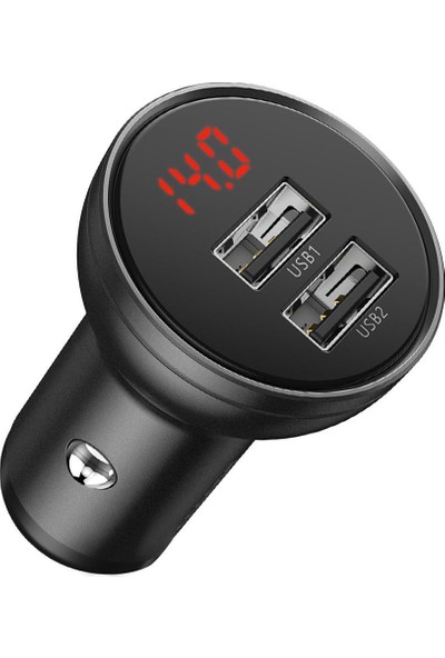 Baseus Çift USB 4.8A 24W Araç Şarj Adaptörü Siyah (İthalatçı Garantili)