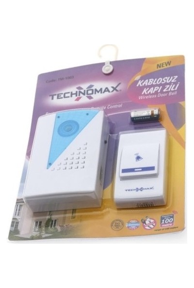 Technomax 24 Melodili Kablosuz Kapı Zili Mavi Technomax 24 Melodili Kablosuz Kapı Zili Mavi