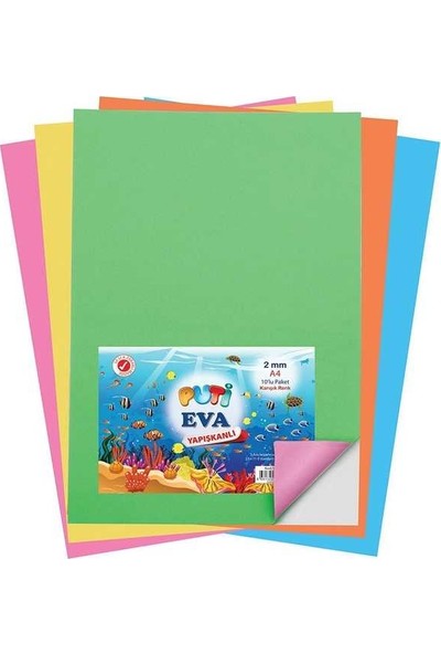 Puti Eva A4 Yapışkanlı Eva 10'lu Karışık Renk Puti Eva A4 Yapışkanlı Eva 10'lu Karışık Renk