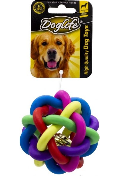 Doglife Gökkuşağı Zilli Kauçuk Köpek Oyuncağı Medium Doglife Gökkuşağı Zilli Kauçuk Köpek Oyuncağı Medium