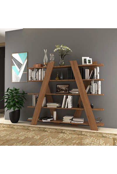 Tocco 1010 Aleyna 5 Raflı Dekoratif Meşe Kitaplık