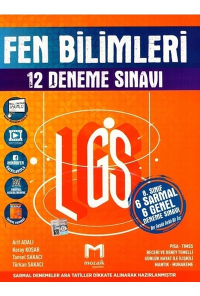 Mozaik Yayınları 8. sınıf LGS Fen Bilimleri 12 li Deneme Sınavı - Arif Adalı