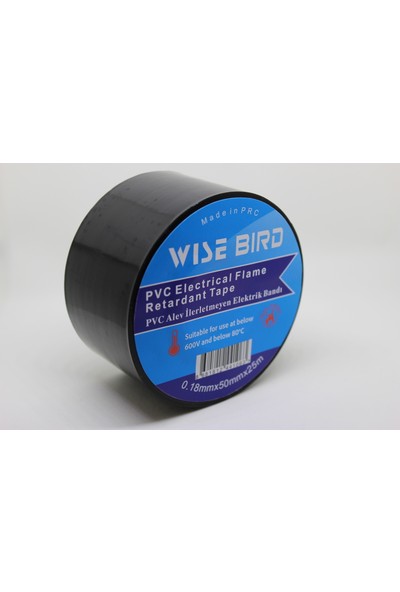 Wise Bird Pvc Elektrik İzole Bantı Geniş - 1 Adet Siyah - 5 cm x 25 m Wise Bird Pvc Elektrik İzole Bantı Geniş - 1 Adet Siyah - 5 cm x 25 m