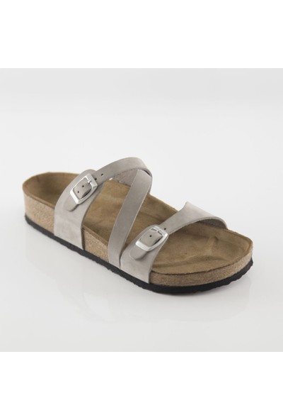 ART'iz Pisidia Çift Şeritli Gri Terlik