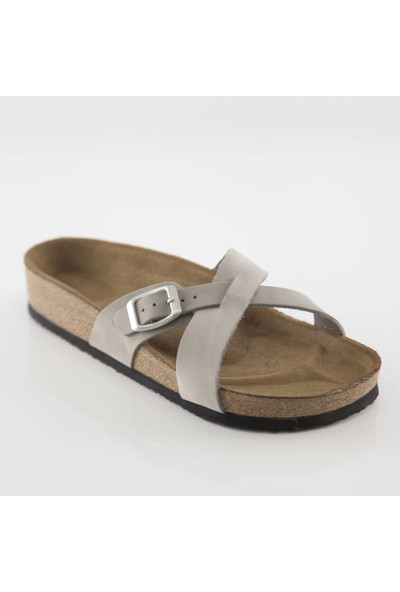 ART'iz Aspendos Çift Şeritli Gri Terlik