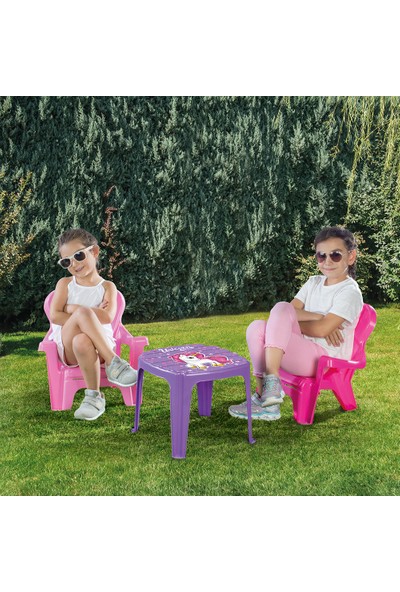 Dolu Unicorn Masa Ve 2'li Sandalye Seti Dolu Unicorn Masa Ve 2'li Sandalye Seti