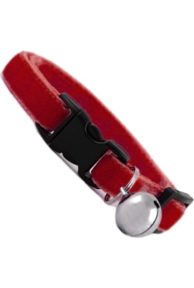ANS Kedi Boyun Tasması Kadife Dokulu Çanlı 1 x 30 cm Kırmızı