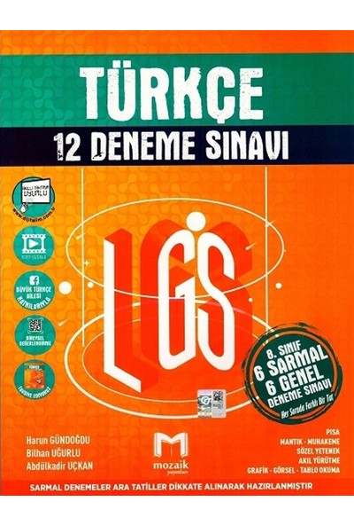 Mozaik Yayınları 8. sınıf LGS Türkçe 12 li Deneme Sınavı - Abdulkadir Uçkan Mozaik Yayınları 8. sınıf LGS Türkçe 12 li Deneme Sınavı - Abdulkadir Uçkan
