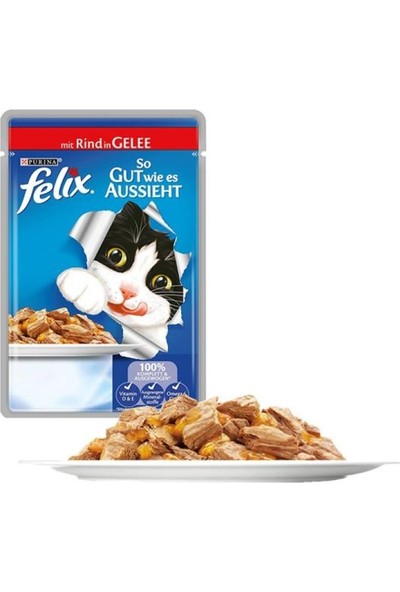 Felix Sığır Etli Pouch Yaş Kedi Maması 100 gr x 5 Adet