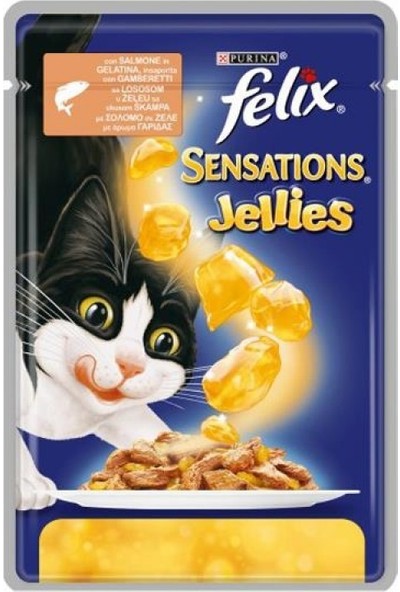 Felix Sensations Somonlu ve Karidesli Yaş Kedi Maması 100 gr x 5 Adet Felix Sensations Somonlu ve Karidesli Yaş Kedi Maması 100 gr x 5 Adet